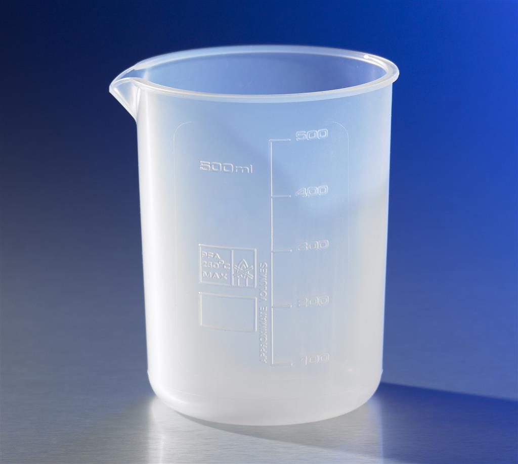 Reusable Plastic Low Form 500mL Beaker, Perfluoroalkoxy-copolymer ...